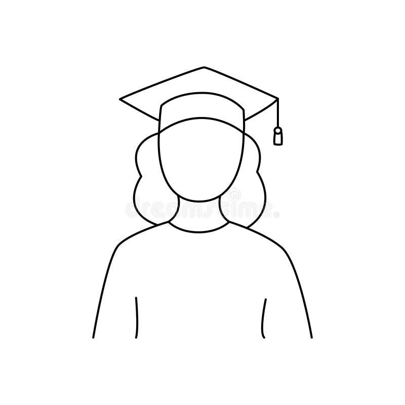 Female Student in a Graduation Cap Stock Vector - Illustration of ...