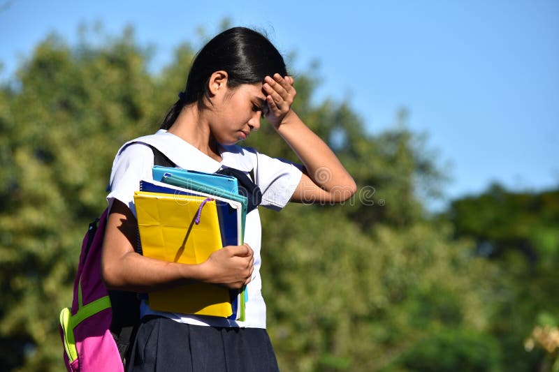 A Female Student with Headache Stock Image - Image of person, college ...