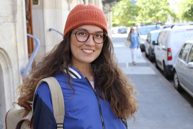 Female Student on Her Way To College Stock Photo - Image of back ... Female Student on Her Way To College Stock Photo - Image of back ...