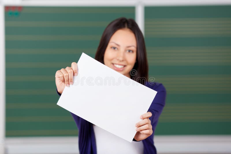 Female Student Holding Empty Paper in Hands Stock Photo - Image of back ...