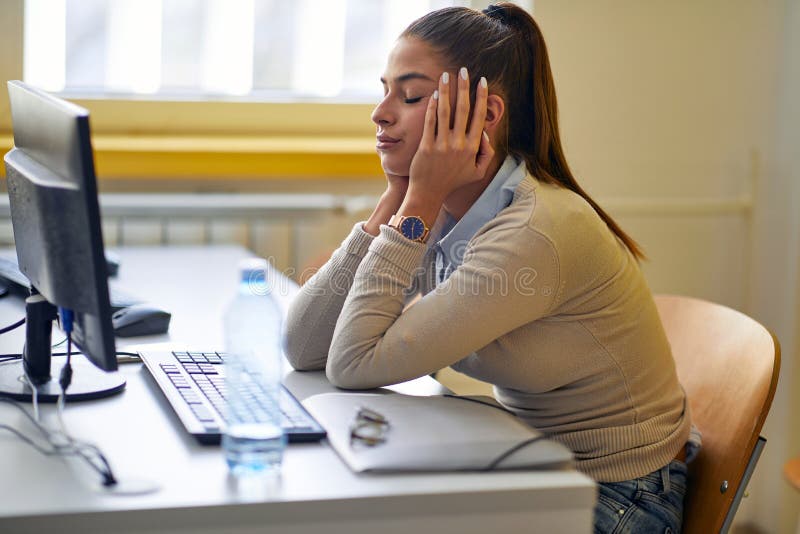 A Female Student Indisposed about Difficult Lesson. Smart Young People ...