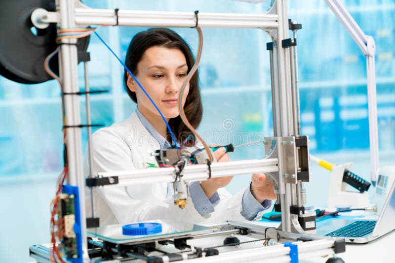 Female College Student Printing 3D Object Stock Image - Image of ...