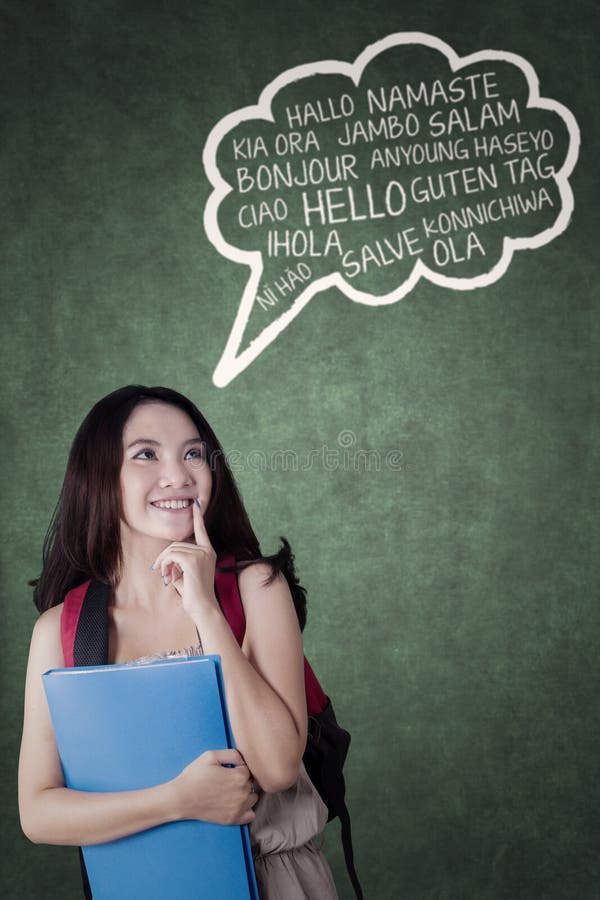 Female Student Learns Foreign Languages Stock Photo - Image of ...