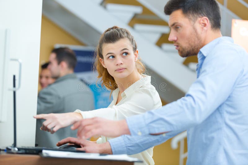 Female Student Point at Lapton Stock Image - Image of classroom ...