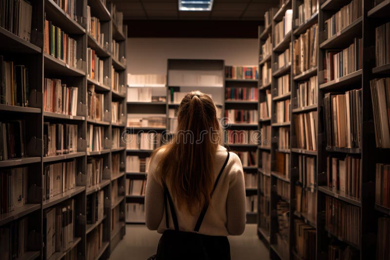 Student Read a Lot of Books in Library, Concept of Education, Created ...