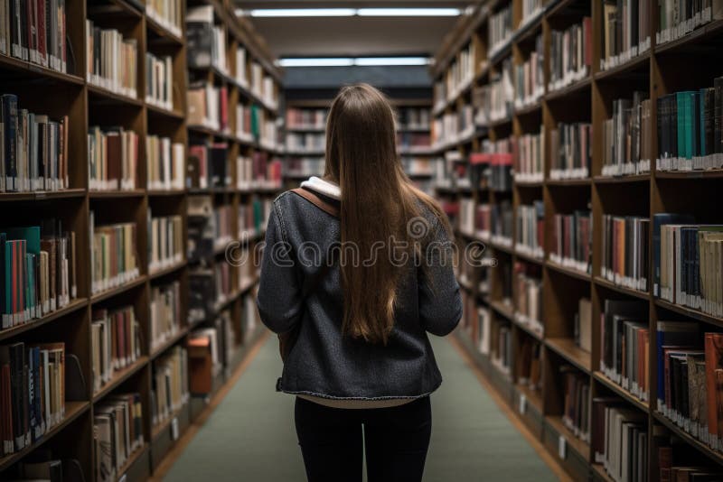 Student Read a Lot of Books in Library, Concept of Education, Created ...