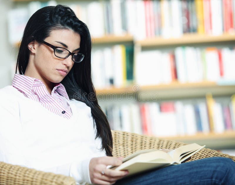 Female Student Reading a Book Stock Image - Image of literature ...