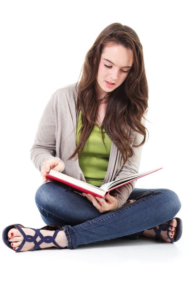 Female Reading Book Under Tree Stock Image - Image of sunny, cloud ...