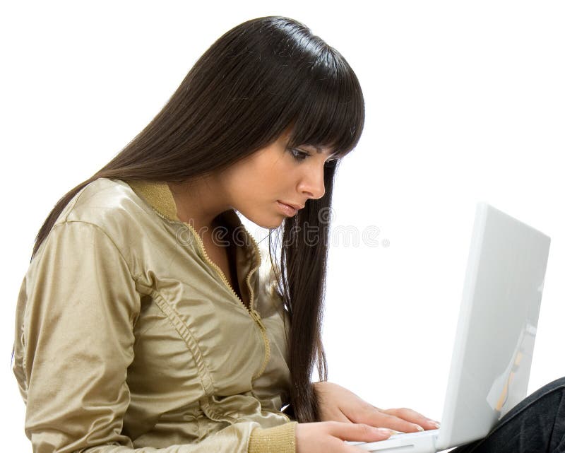 Female Student Sitting With Laptop On Her Lap Picture. Image: 6203876