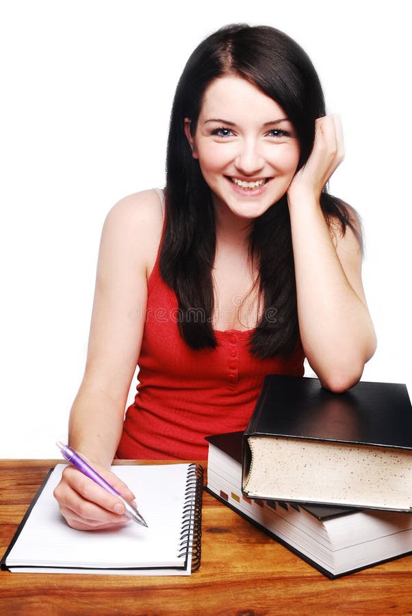 Female Student Smiling with Books Stock Photo - Image of happiness ...