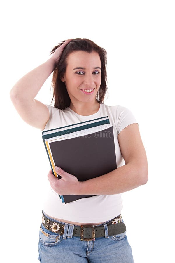 College Student Carrying Books Stock Photo - Image of brunette ...