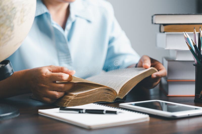 Female Student Study in the School Library she Using Laptop and ...