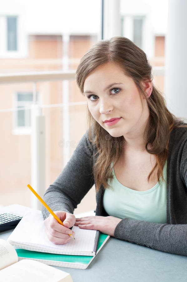 Female student studying stock image. Image of portrait - 25091659