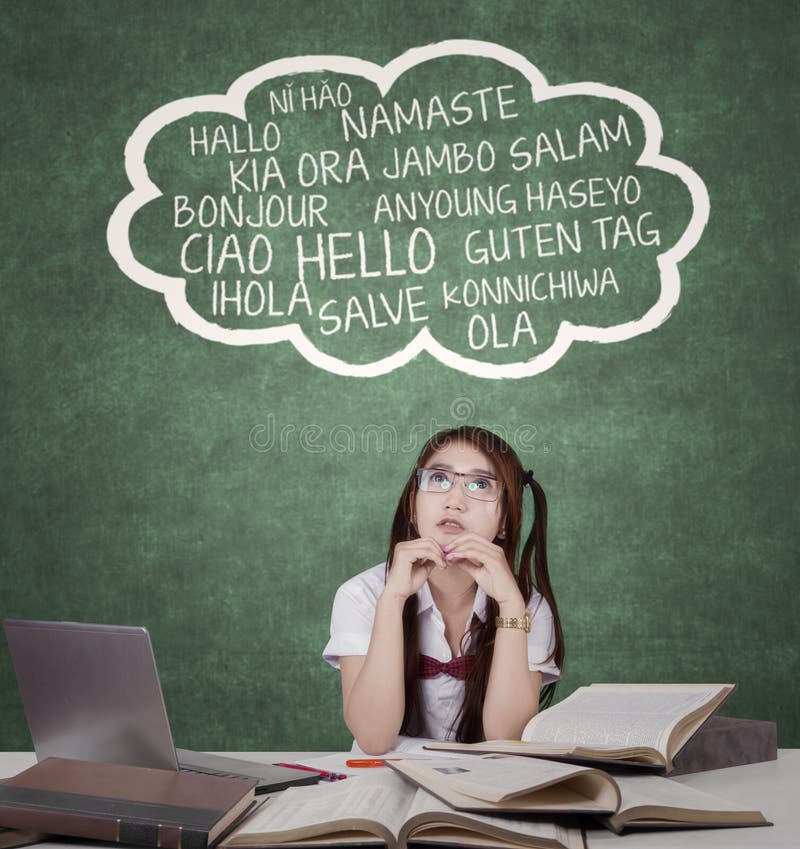 Female Student Studying Multi Language Stock Image - Image of college ...