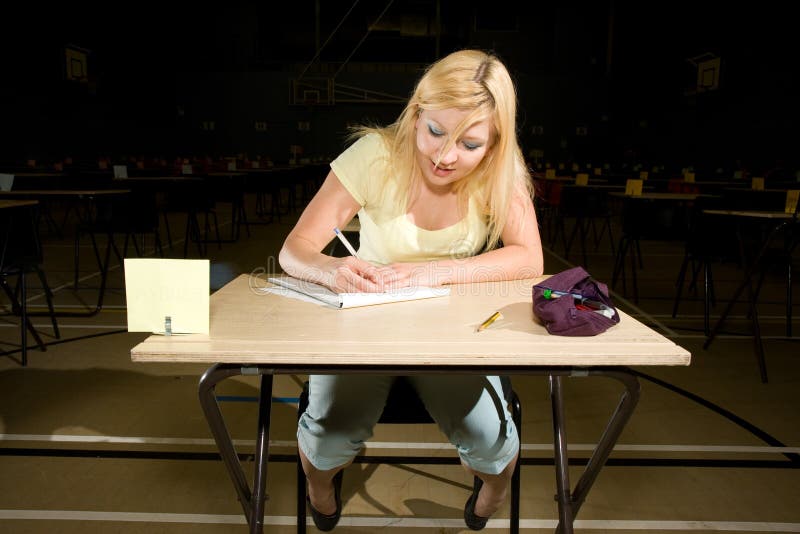 Female Student Taking an Exam Stock Photo - Image of exam, examination ...