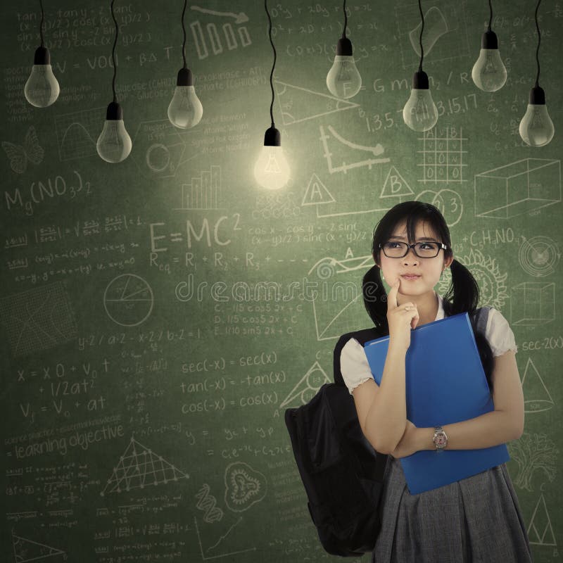 Female Student Thinking Bright Idea Stock Image - Image of beautiful ...