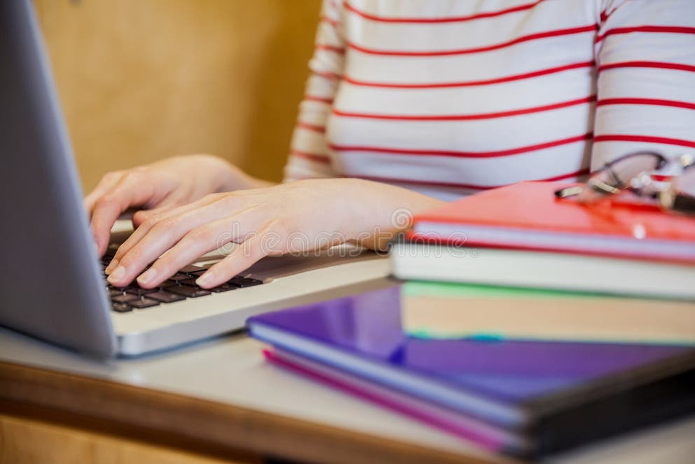 Female Student Typing on Laptop Stock Photo - Image of higher ...