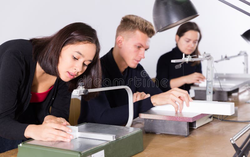 Female Student Using Scroll Saw in Architectural Modeling Stock Photo ... Female Student Using Scroll Saw in Architectural Modeling Stock Photo ...