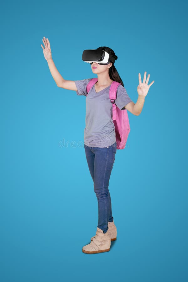 Female Student with Virtual Reality Goggles Stock Photo - Image of ...