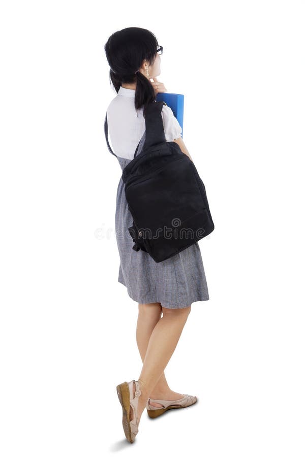 Female Student Walking in Studio Stock Image - Image of backside ...