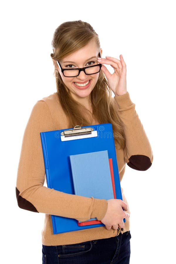 Female Student Wearing Glasses Stock Photo - Image of student, glasses ...