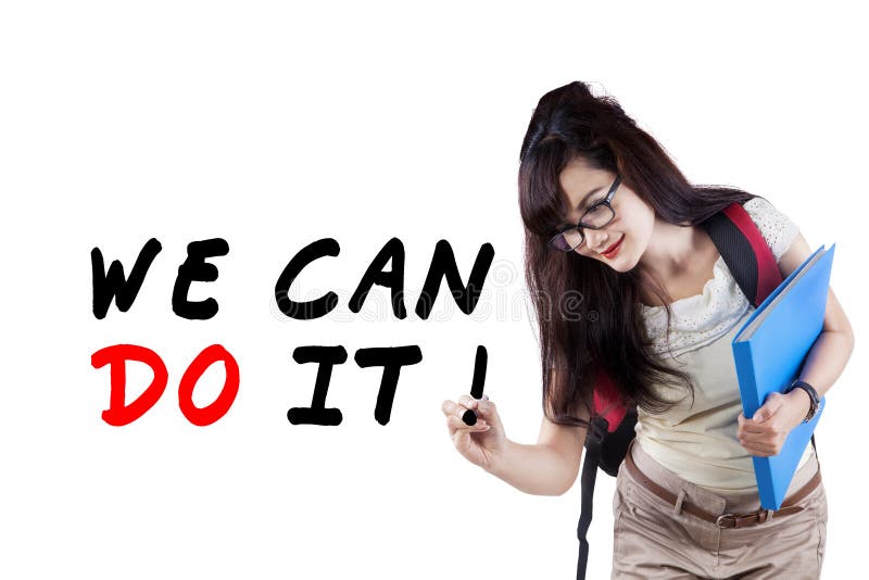 Female Student Writes Motivation Word Stock Photos - Free & Royalty ...