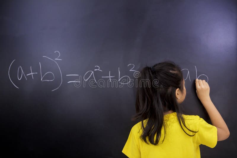 Female Student Writes Mathematical Equations Stock Photo - Image of ...