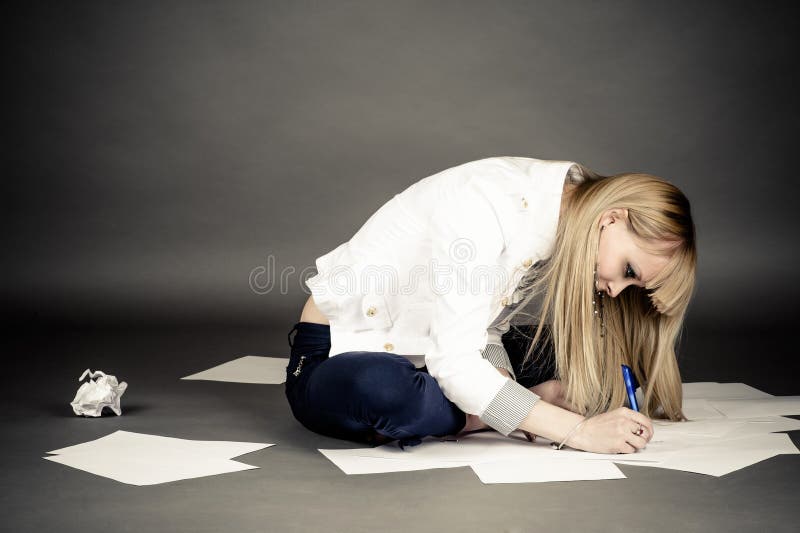 Female Student Writing on Paper Stock Image - Image of invent, sheets ...