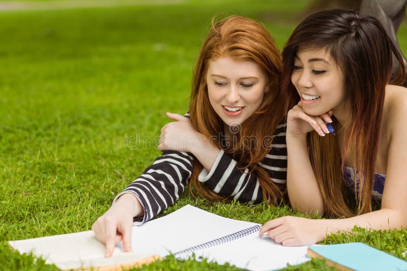 Female Students with Books in Park Stock Image - Image of university ...