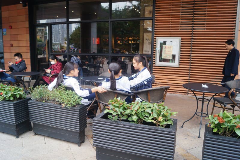 Female Students in the Coffee Shop Consumption Editorial Image - Image ...