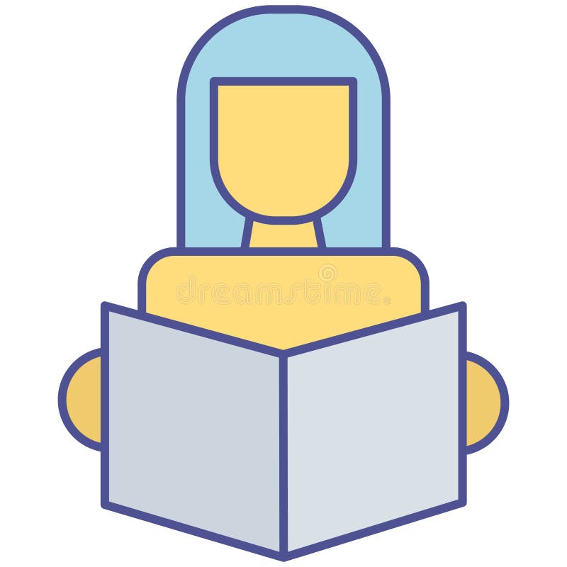 Female Studying VIsolated Vector Icon Which Can Easily Modify or Edit ...