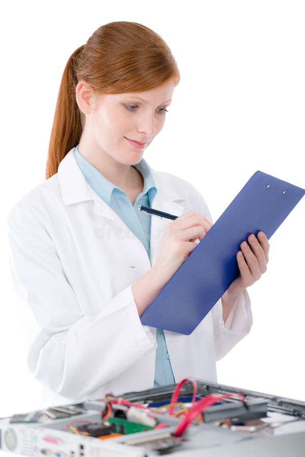 Female Support Computer Engineer - Woman Repair Stock Image - Image of ...