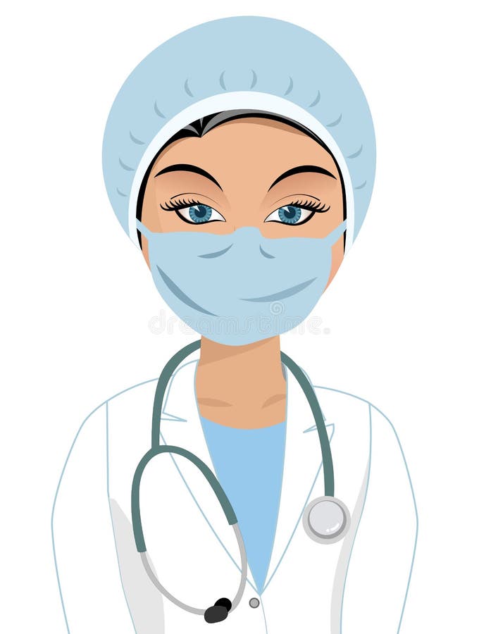 Female Surgeon with Face Mask and Stethoscope Stock Vector ...
