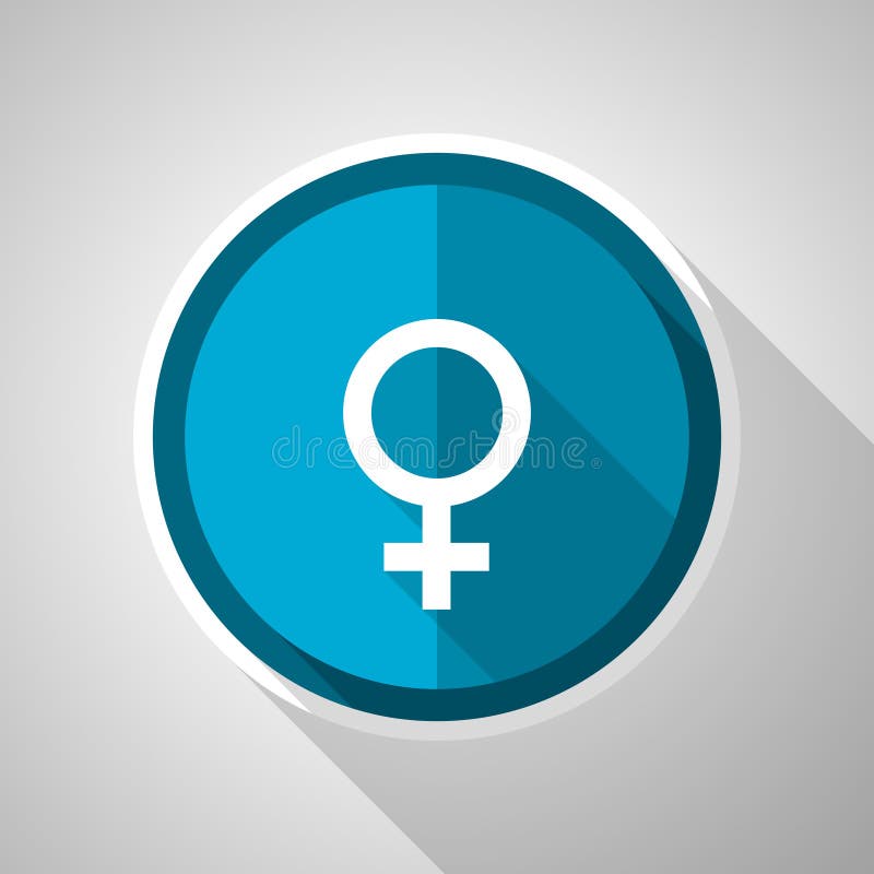 Female Symbol, Flat Design Vector Blue Icon with Long Shadow Stock ...