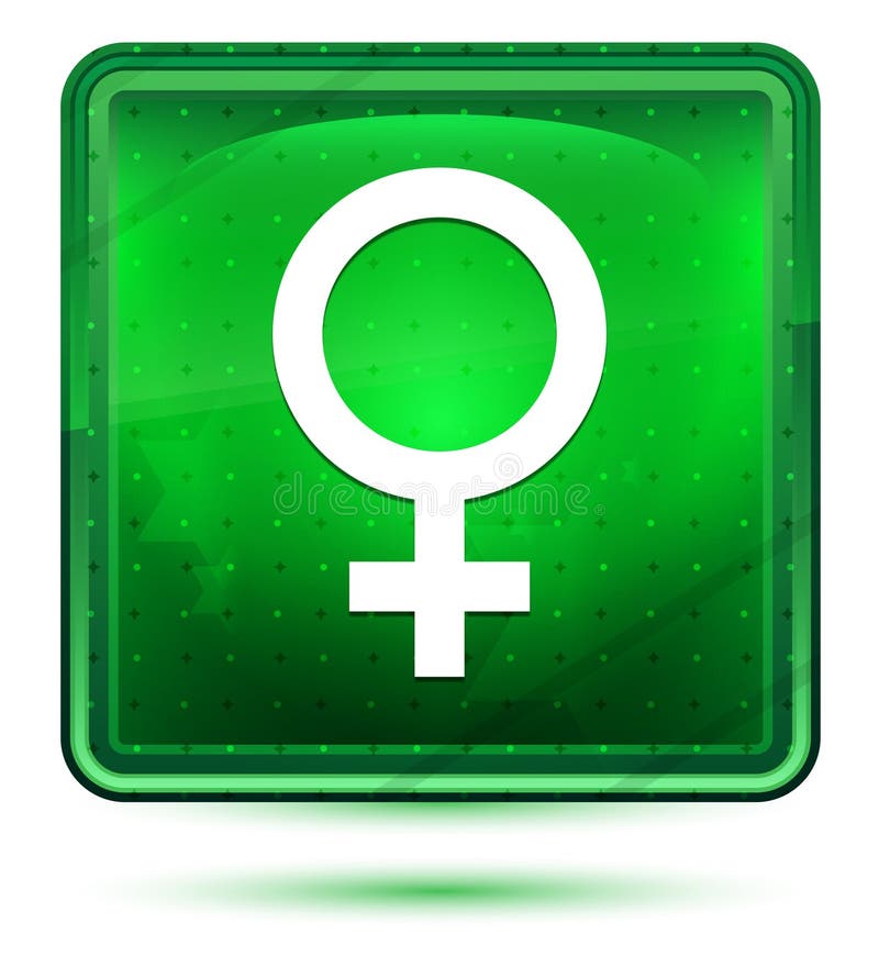 Female Symbol Icon Neon Light Green Square Button Stock Illustration ...