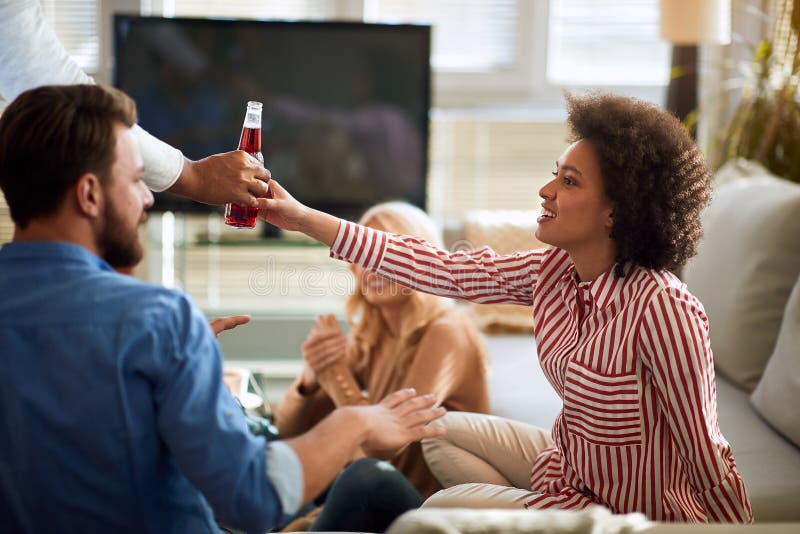 Female Taking Drink from Friendâ€™s Hand Stock Image - Image of ...