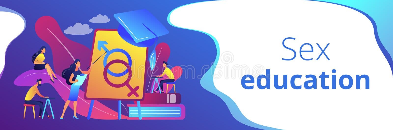 Sexual Education Web Banner Or Landing Page Sexual Health Lesson Stock