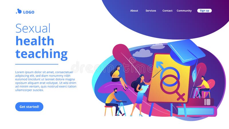 Sexual Education Concept Landing Page Stock Vector Illustration Of