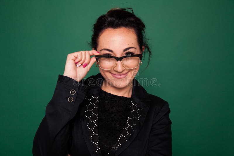 Beautiful Female Teacher at the Classroom Board at School Stock Photo ...