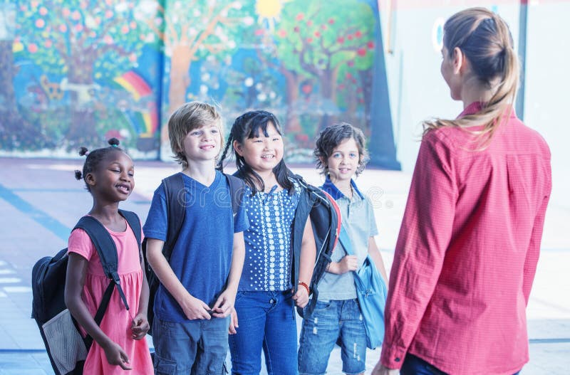 Happy Kids in Classroom. Multirace Concept Stock Image - Image of girl ...