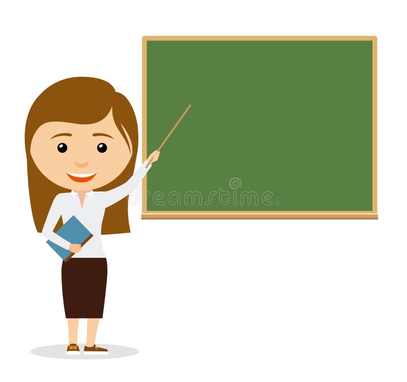 Female Teacher On Lesson At The Chalkboard Stock Vector Illustration