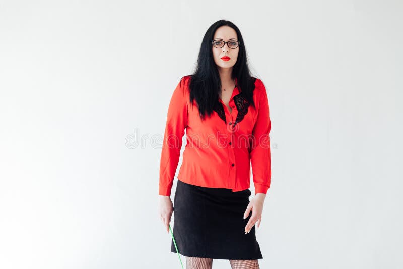 Female Teacher with Pointer in Classroom Office Stock Photo - Image of ...