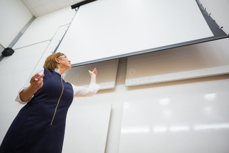 Projection Screen in the Lecture Hall Stock Image - Image of indoors ...