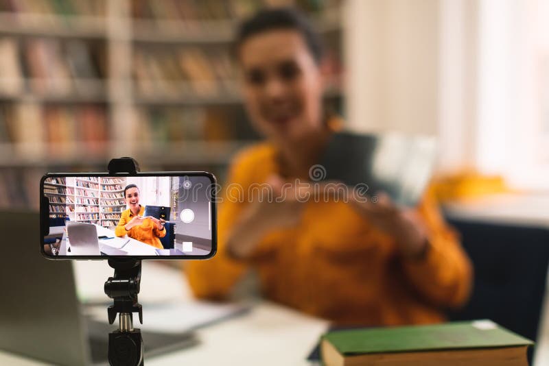 Female Teacher Shooting Online Lecture To Students Using Cellphone on ...