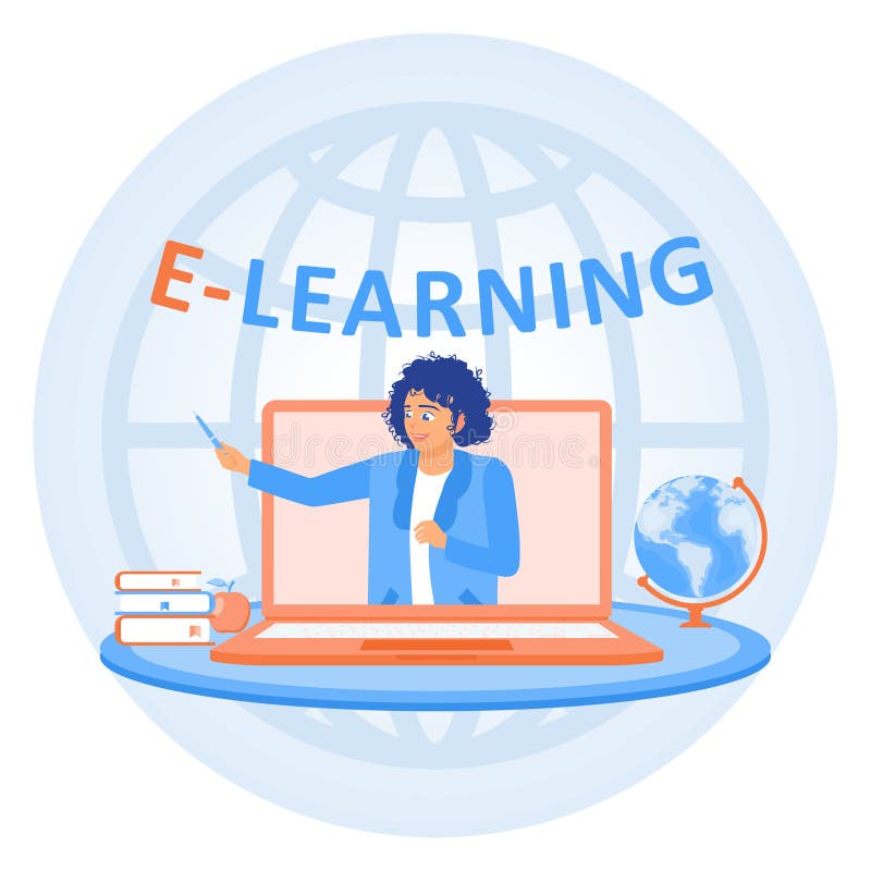 A Female Teacher Teaches Students from a Laptop Screen. Online ...