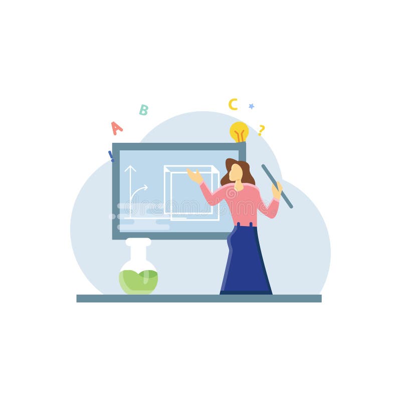 The Female Teacher is Telling about Diagrams on the Board Stock Vector ...