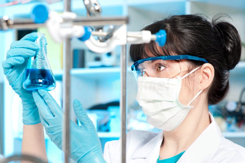 Tech works in chemical lab stock image. Image of glasses - 30118659
