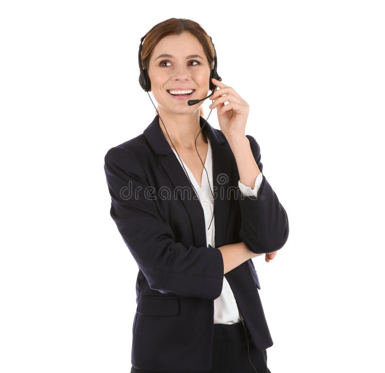 Female Technical Support Operator with Headset Stock Image - Image of ...