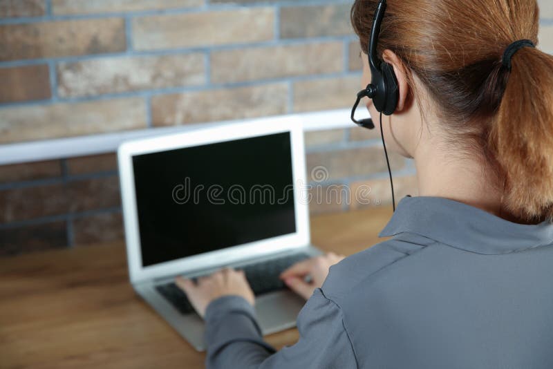 Female Technical Support Operator with Headset Stock Photo - Image of ...