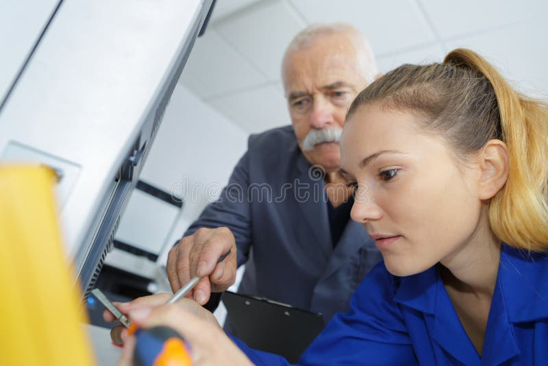 Female technician at work stock photo. Image of adult - 121239390